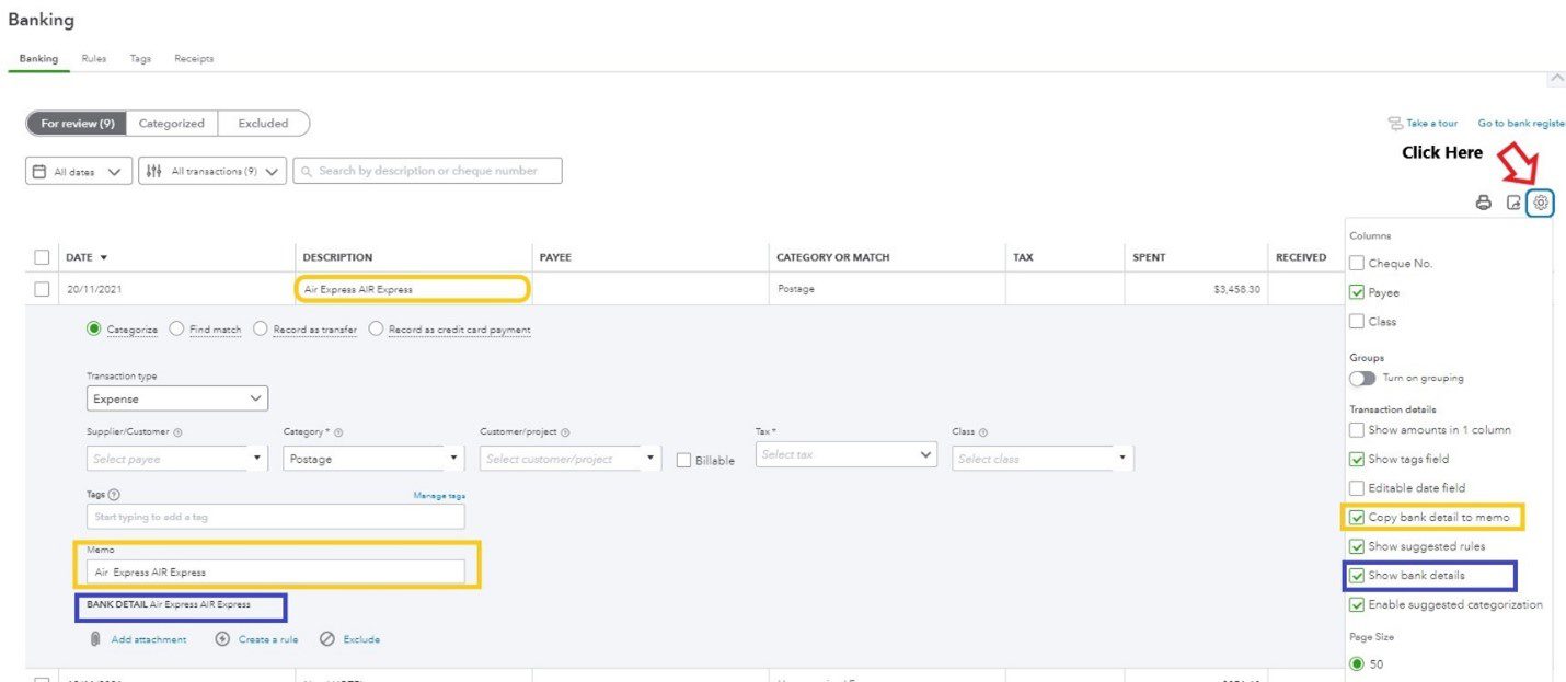 QuickBooks Online – View Bank Details
